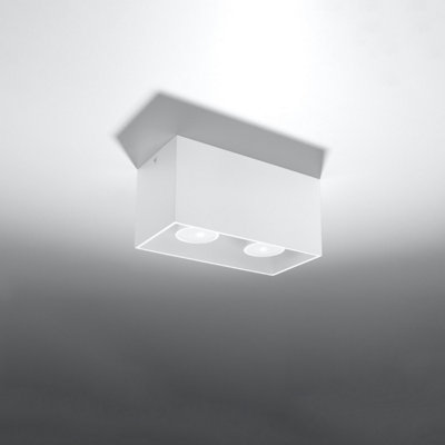 Quad Maxi Aluminium White 2 Light Classic Ceiling Light | DIY at B&Q