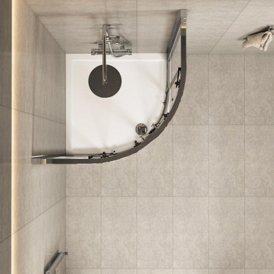 Quadrant Shower Enclosure with Tray 700 x 700mm Double Sliding Doors ...