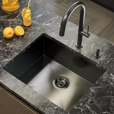 Quadron Anthony 60 PVD Graphite kitchen sink 500mm R-10, undermount or ...