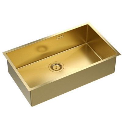 Quadron Anthony 80 PVD Gold kitchen sink 700mm R-10, undermount or ...