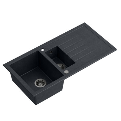 Quadron Bruce 156 Black Diamond GraniteQ Kitchen Sink, 1.5 Bowl with ...
