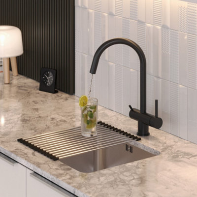 Quadron Caren 3-Way Filter tap Pure Black, stainless steel material