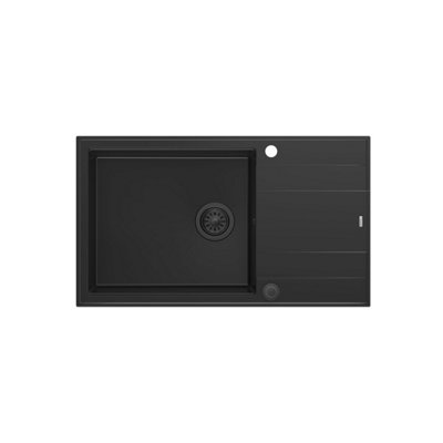 Quadron Evan 136 XL Pure Black GraniteQ Kitchen Sink, with Black Waste ...