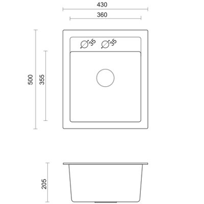 Quadron Johnny 100 kitchen sink bowl, 430mm to fit 45cm cabinet, inset ...