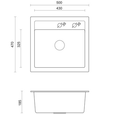 Quadron Johnny 110 kitchen sink with draining basket, 500mm to fit 50cm ...