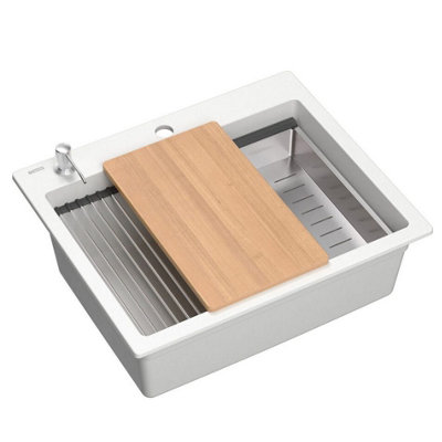 Quadron Kurt 110 Kitchen Workstation Sink, White GraniteQ material ...