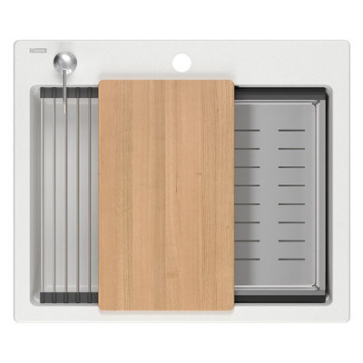 Quadron Kurt 110 Kitchen Workstation Sink, White GraniteQ material