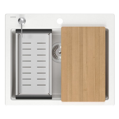 Quadron Kurt 110 Kitchen Workstation Sink, White GraniteQ material