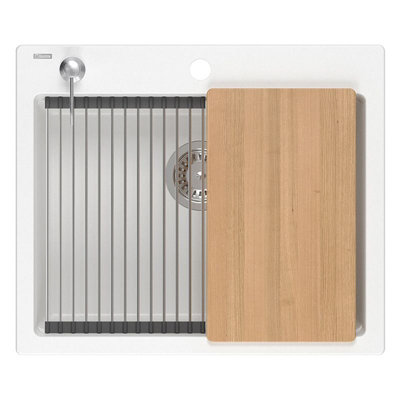 Quadron Kurt 110 Kitchen Workstation Sink, White GraniteQ material