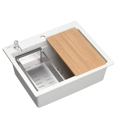 Quadron Kurt 110 Kitchen Workstation Sink, White GraniteQ material