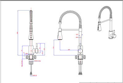 Quadron Salma Steel coil kitchen tap with spray function