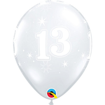 Qualatex 11 Inch Diamond Clear 13 Sparkle Around Latex Balloon (Pack of ...