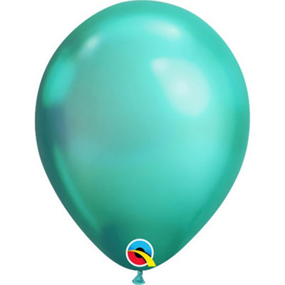 Qualatex 11 Inch Round Plain Latex Balloons (100 Pack) Chrome Green ...