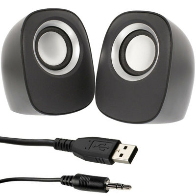 QUALITY Black 2.0 PC Laptop Stereo Surround Speaker System Active Media ...