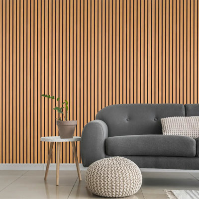 Quality high density milled MDF Acoustic Wall Panel KIT Teak 600x1200mm ...