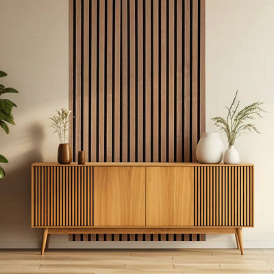 Quality high density milled MDF Acoustic Wall Panel Light Walnut ...