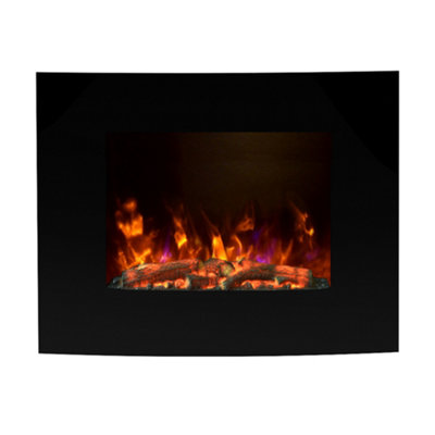 Quattro Black Wall Mounted Curved Electric Fire
