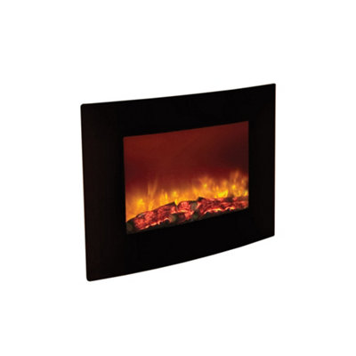 Quattro Black Wall Mounted Curved Electric Fire