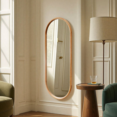 Quebec Solid Oak Full Length Oval Mirror