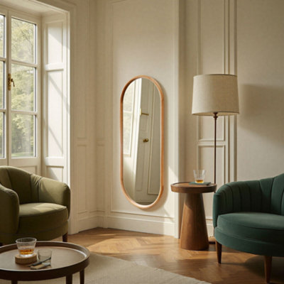 Quebec Solid Oak Full Length Oval Mirror