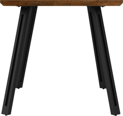Quebec Wave Edge Dining Table in Oak Effect and Black Metal
