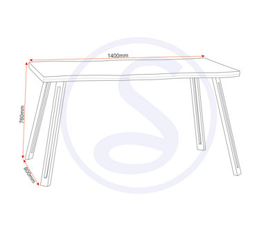 Quebec Wave Edge Dining Table in Oak Effect and Black Metal