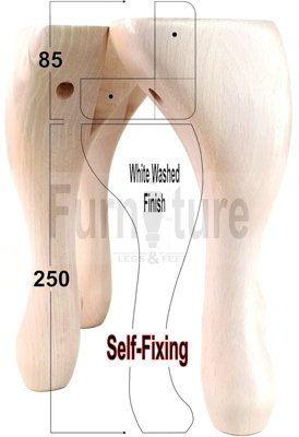 QUEEN ANNE WOODEN LEGS 250mm HIGH SET OF 4 WHITE WASH REPLACEMENT ...