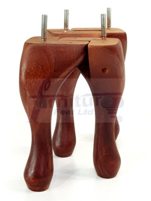 QUEEN ANNE WOODEN LEGS 250mm MAHOGANY STAIN HIGH SET OF 4 REPLACEMENT ...