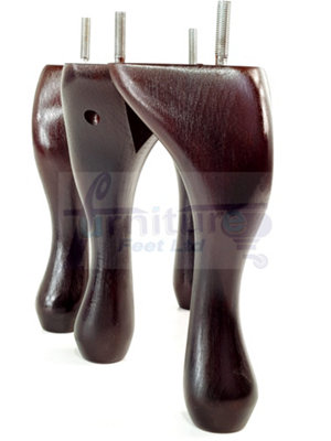 QUEEN ANNE WOODEN LEGS ANTIQUE MAHOGANY 250mm HIGH SET OF 4 REPLACEMENT ...
