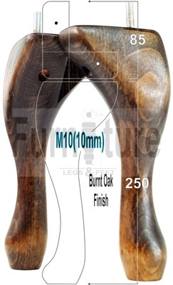 QUEEN ANNE WOODEN LEGS BURNT OAK WASH 250mm HIGH SET OF 4 REPLACEMENT FURNITURE FEET M10 | DIY ...