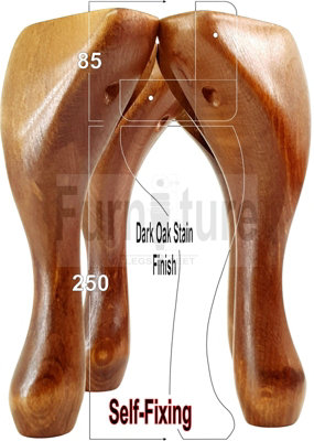 QUEEN ANNE WOODEN LEGS DARK OAK 250mm HIGH SET OF 4 REPLACEMENT ...