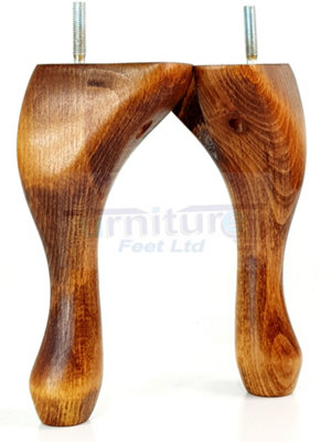 QUEEN ANNE WOODEN LEGS DARK OAK WASH 250mm HIGH SET OF 4 REPLACEMENT ...