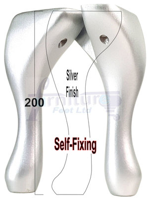 QUEEN ANNE WOODEN LEGS SILVER 200mm HIGH SET OF 4 FURNITURE FEET SETTEE ...