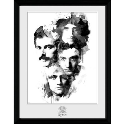 Queen Faces Framed Poster Black/White (30cm x 40cm) | DIY at B&Q