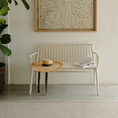 Queensbury Bench with Back, Wooden Bench Seat - Cotswold Cream