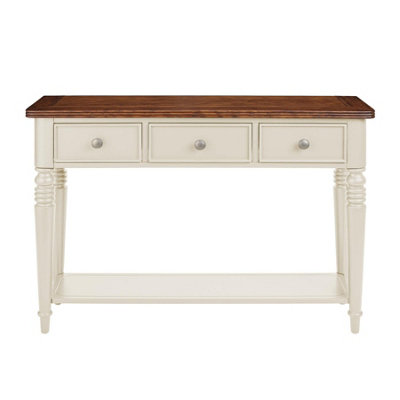Queensbury Console Table with Oak Top in Cotswold Cream