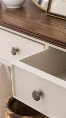 Queensbury Console Table with Oak Top in Cotswold Cream