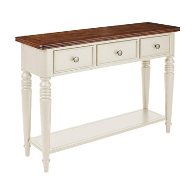 Queensbury Console Table with Oak Top in Cotswold Cream