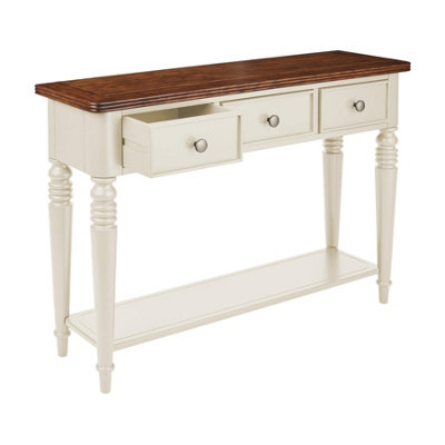 Queensbury Console Table with Oak Top in Cotswold Cream