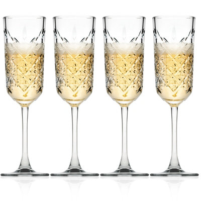 Queensway Home & Dining 175ml Glass Stemmed Champagne Prosecco Flutes ...
