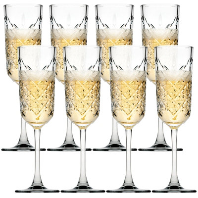 Queensway Home & Dining 175ml Glass Stemmed Champagne Prosecco Flutes ...