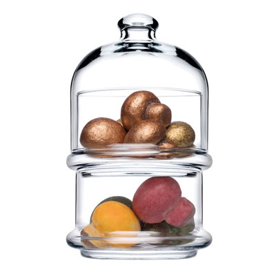 Queensway Home & Dining 2-Tier Clear Glass Cookie Jar Food Storage ...