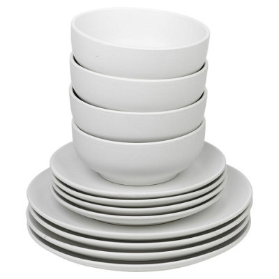 Queensway Home & Dining 26cm Diameter 12 Pcs White Coloured Stone ...