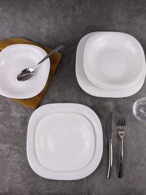 Queensway Home & Dining 26cm Diameter 12 Pcs White Opal Glass Hudson ...