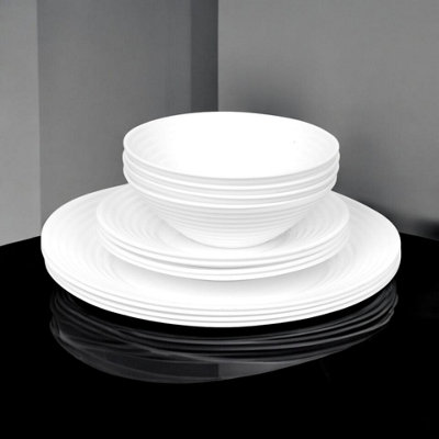 Queensway Home & Dining 26cm Diameter 12 Pcs White Opal Glass Vienna ...