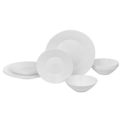 Queensway Home & Dining 26cm Diameter 12 Pcs White Opal Glass Vienna ...
