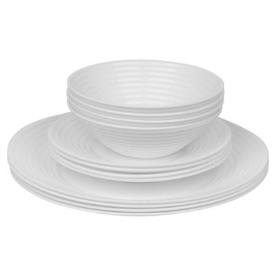 Queensway Home & Dining 26cm Diameter 12 Pcs White Opal Glass Vienna ...