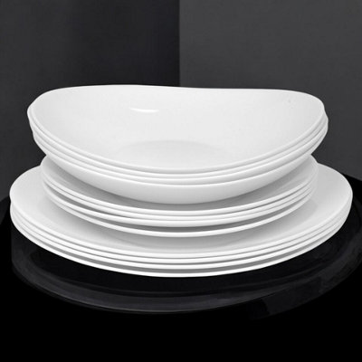 Queensway Home & Dining 26cm Diameter 12Pcs White Opal Glass Venice ...