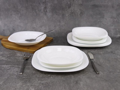 Queensway Home & Dining 26cm Diameter 24Pcs White Opal Glass Hudson ...