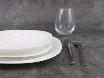 Queensway Home & Dining 26cm Diameter 24Pcs White Opal Glass Hudson ...